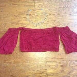 Tops | Off The Shoulder Scrunched Bell Sleeve Top | Poshmark